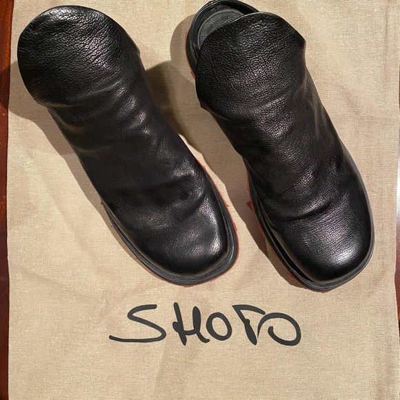 SHOTO | Shoes | Shoto Black Leather Womens Slide Size 4 | Poshmark